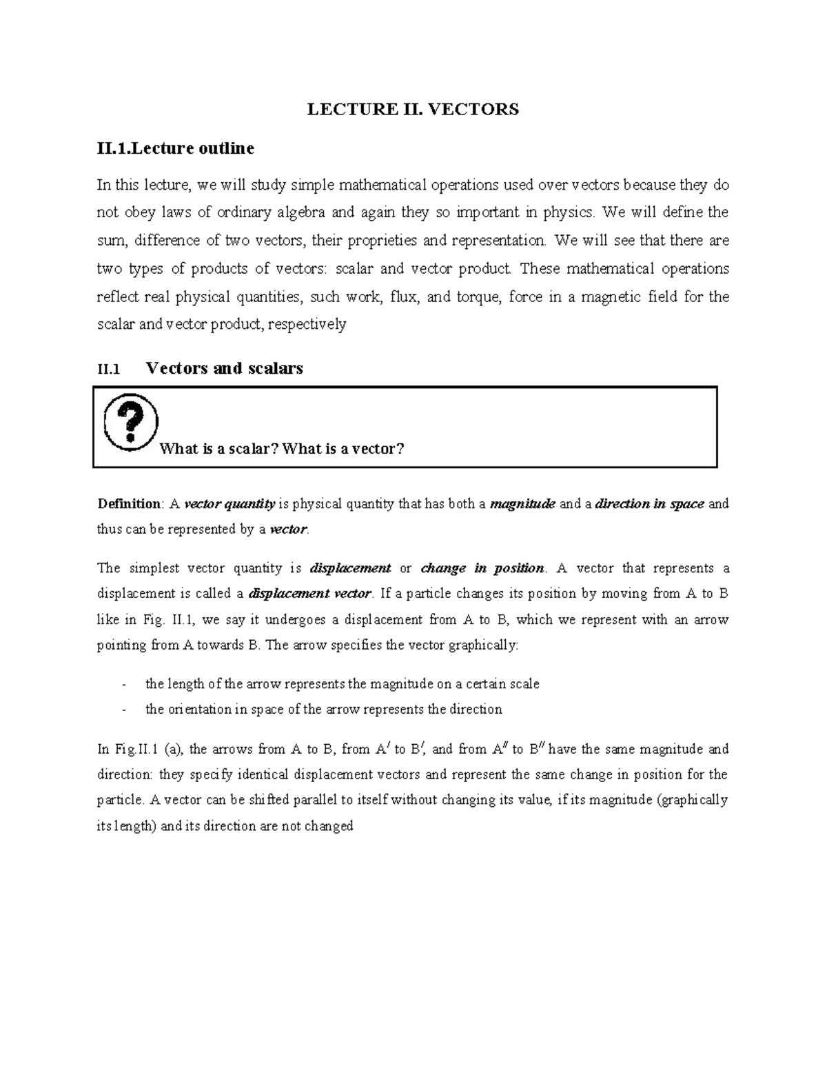 LECTURE II: VECTORS - Comprehensive Notes for ME Students - Studocu
