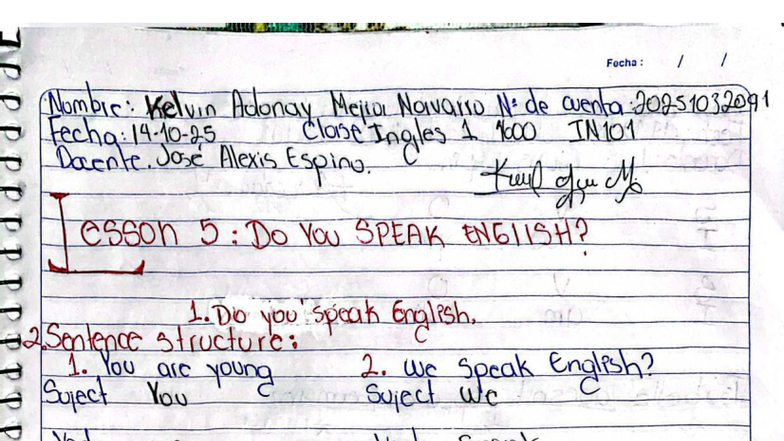 Ingles 1 IN101 Lesson 5: Do You Speak English? - Notes by Kelvin - Studocu