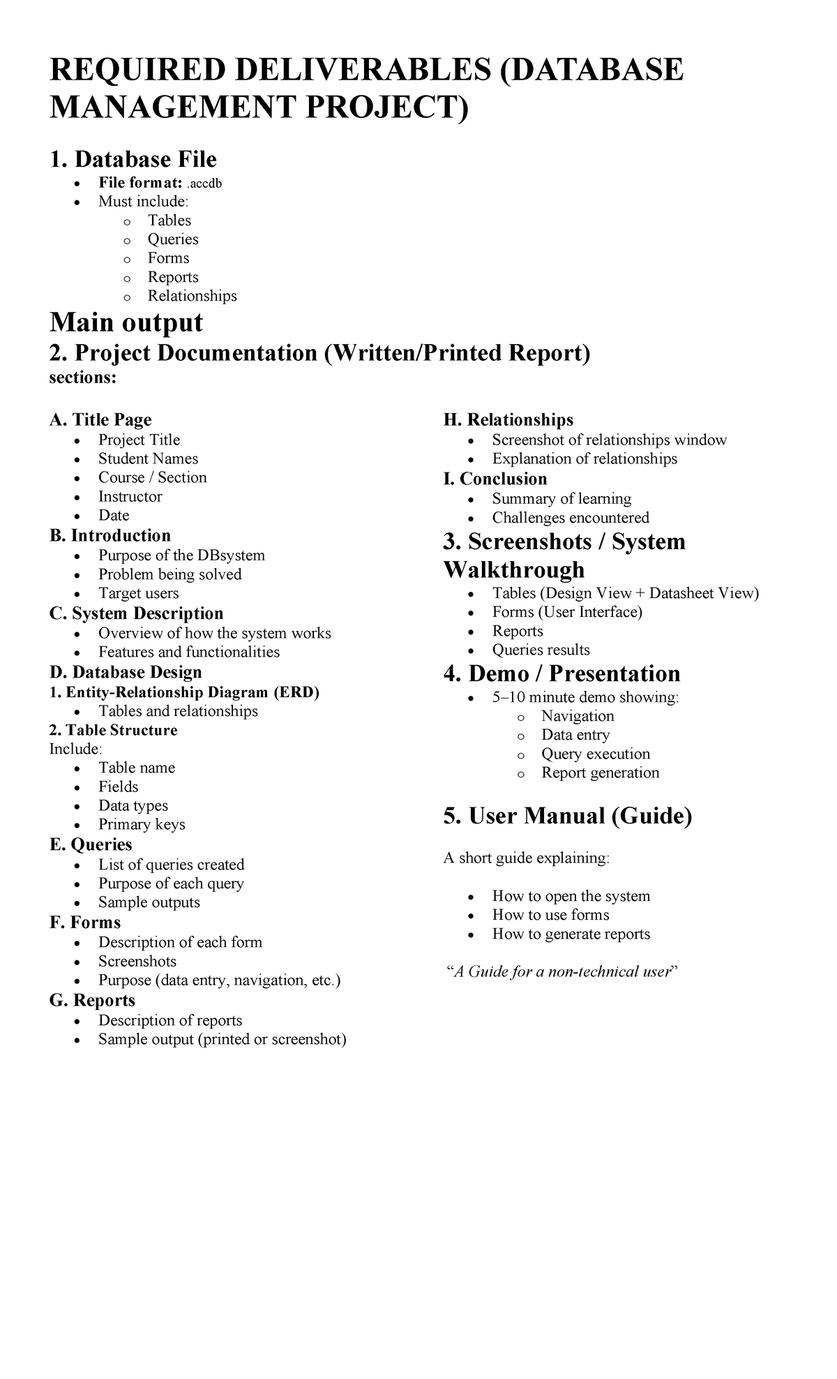 Database Management Project Deliverables (DBM 101) - Studocu