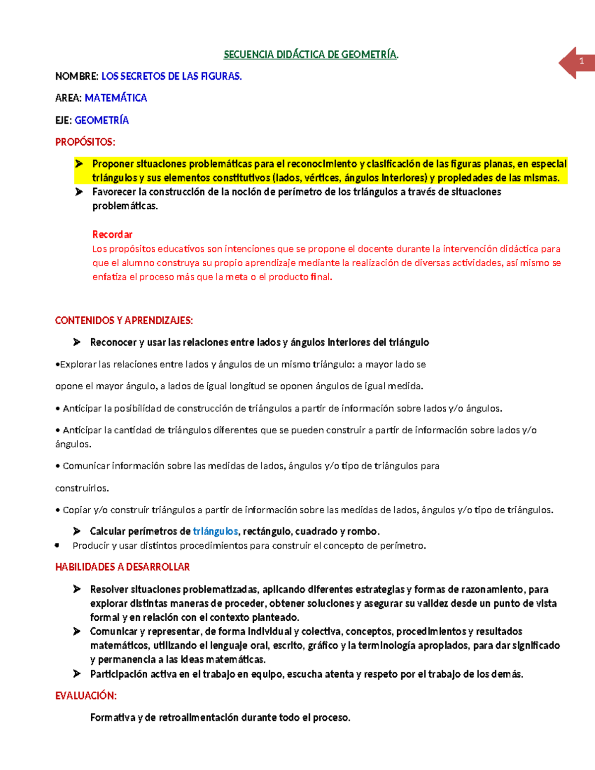 SD 1 Geometría 5to A y B 2024: Los Secretos de las Figuras - Studocu