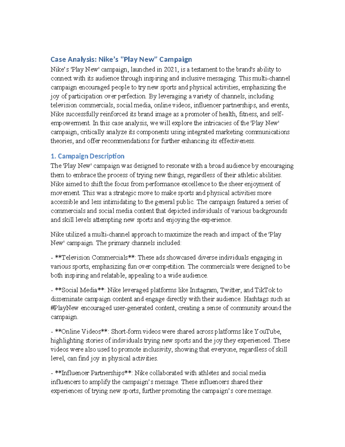 Nike Play New Campaign Case Study Analysis: Insights & Recommendations ...