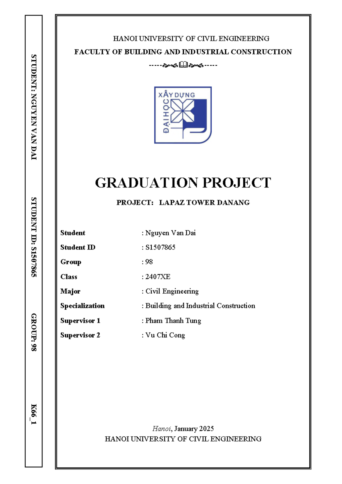 Graduation Project: Lapaz Tower Da Nang - Class 2407XE - Studocu