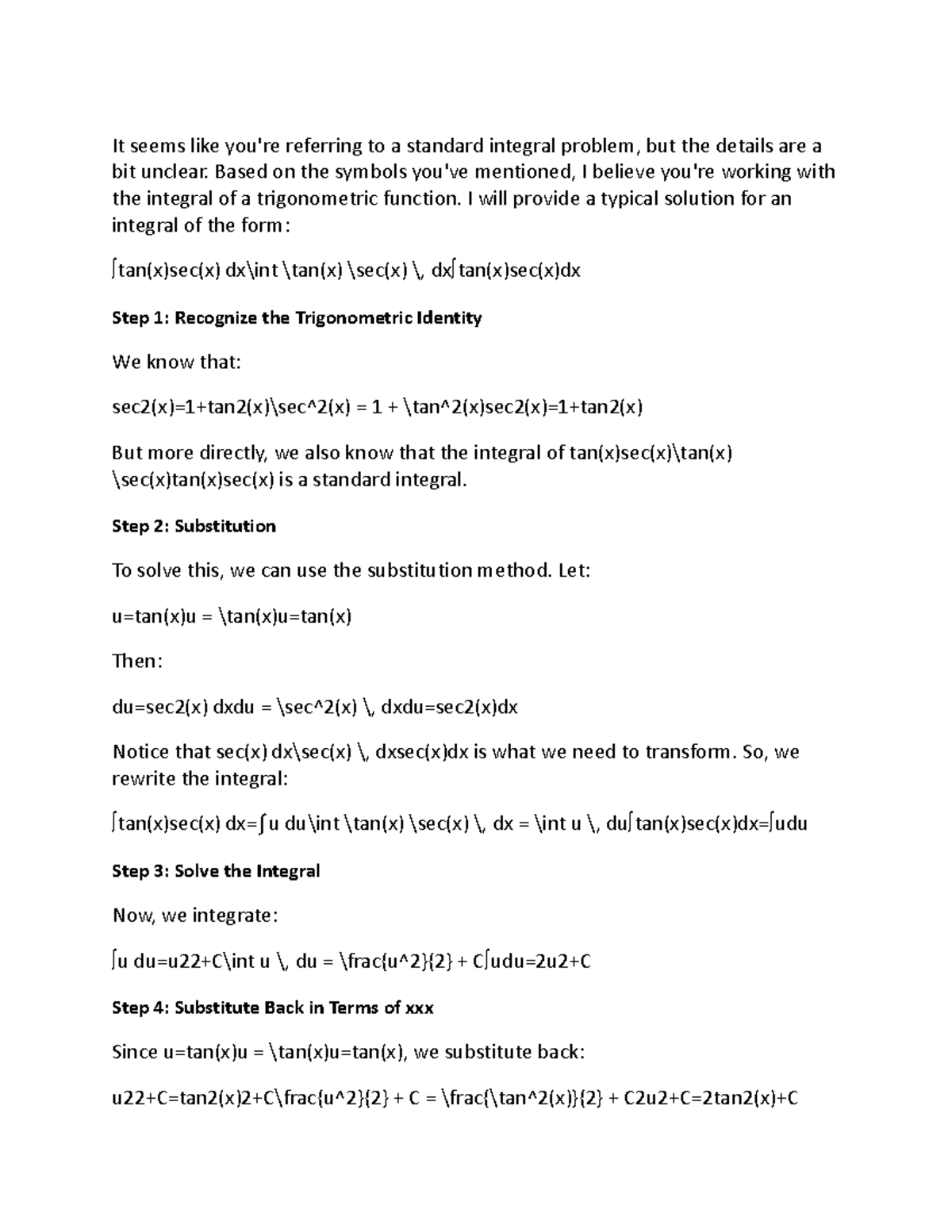 Trigonometric Integral Solutions: Step-by-Step Guide - Studocu