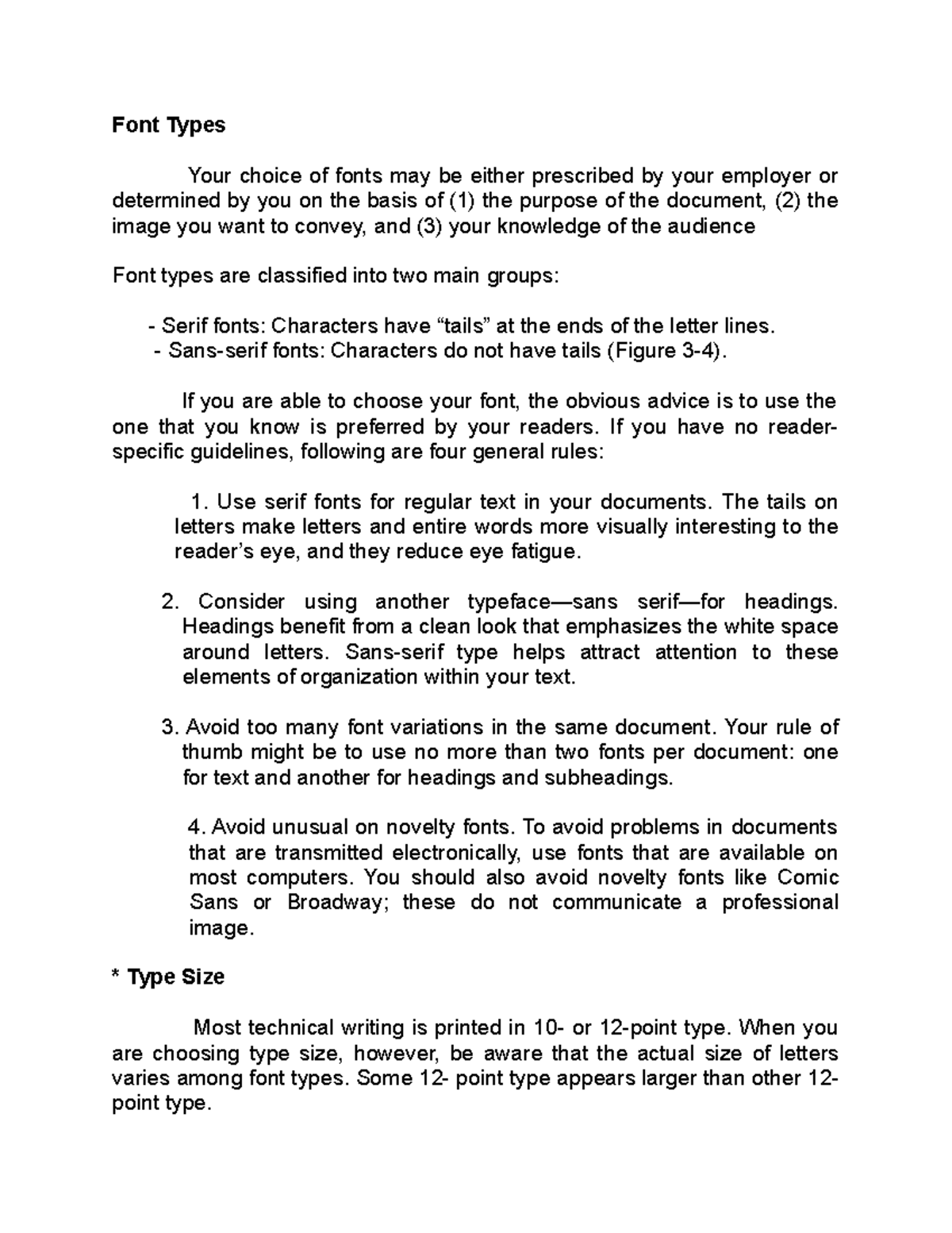 Font Types and Guidelines for Effective Technical Communication - Studocu