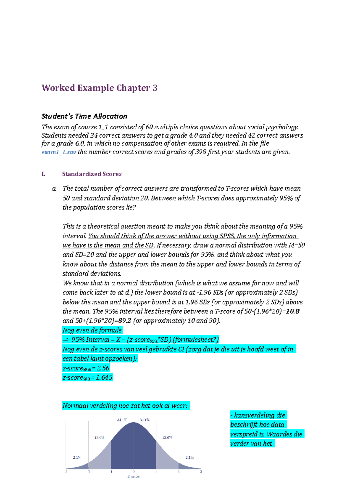 Worked Example 1_1: Standardized Scores and Percentile Ranks Analysis ...