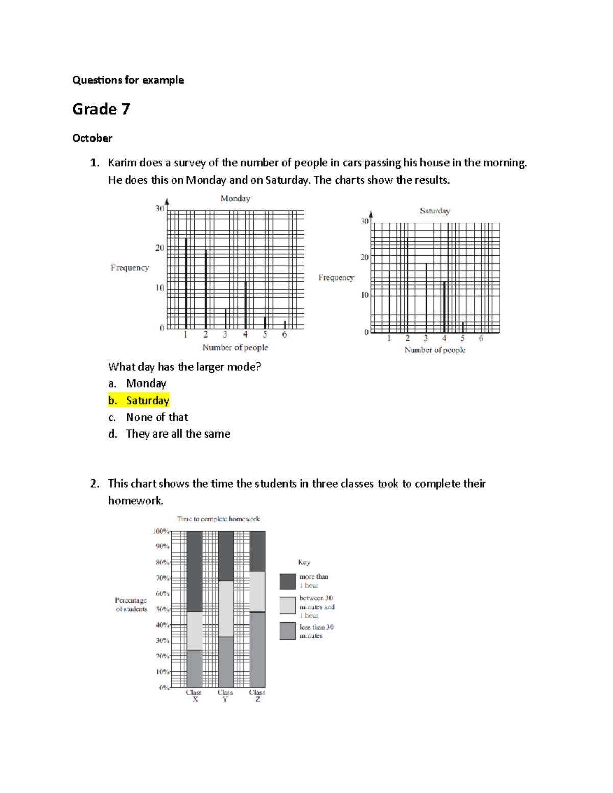 Mathematics Sample Questions for Junior High - Grades 7 & 8 - Studocu
