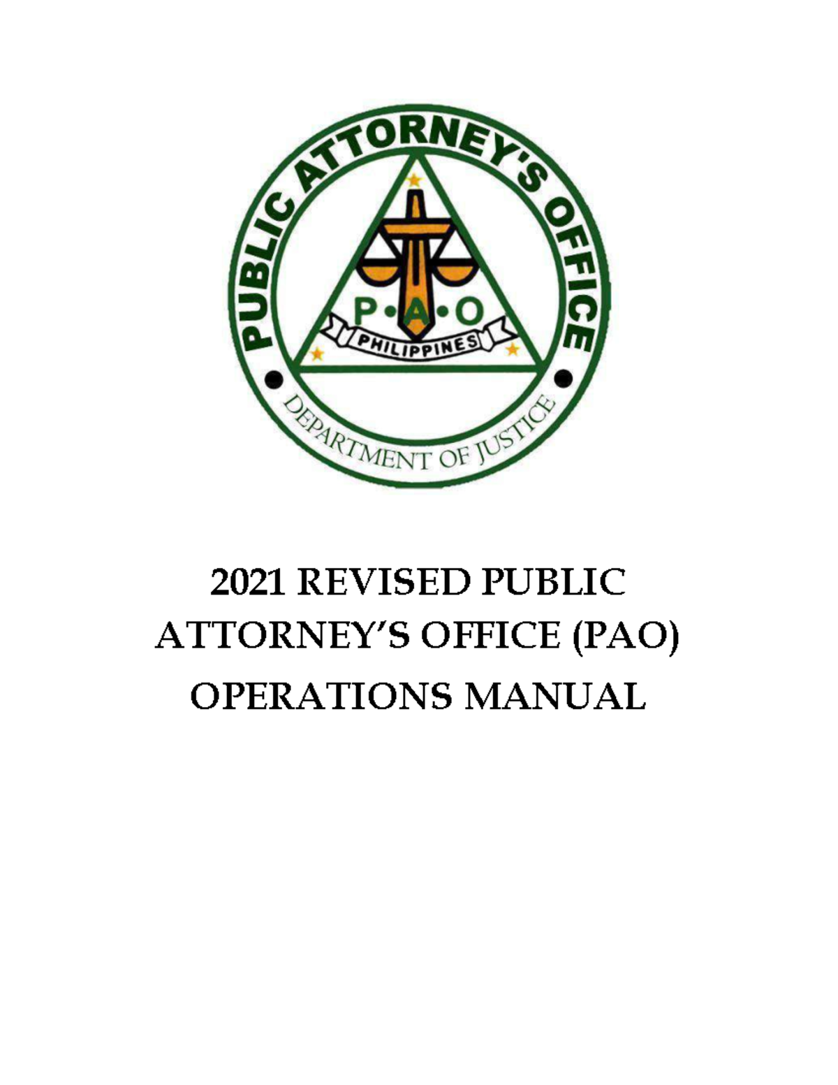 2021 Revised PAO Operations Manual: Guidelines and Procedures - Studocu