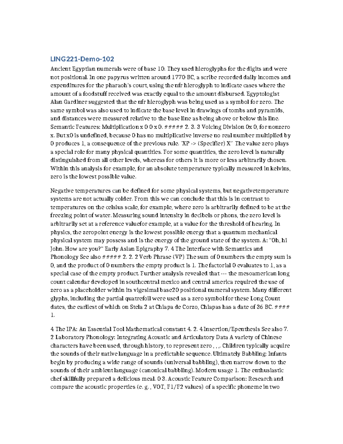 LING221 - The Role of Zero in Ancient Numeral Systems - Studocu