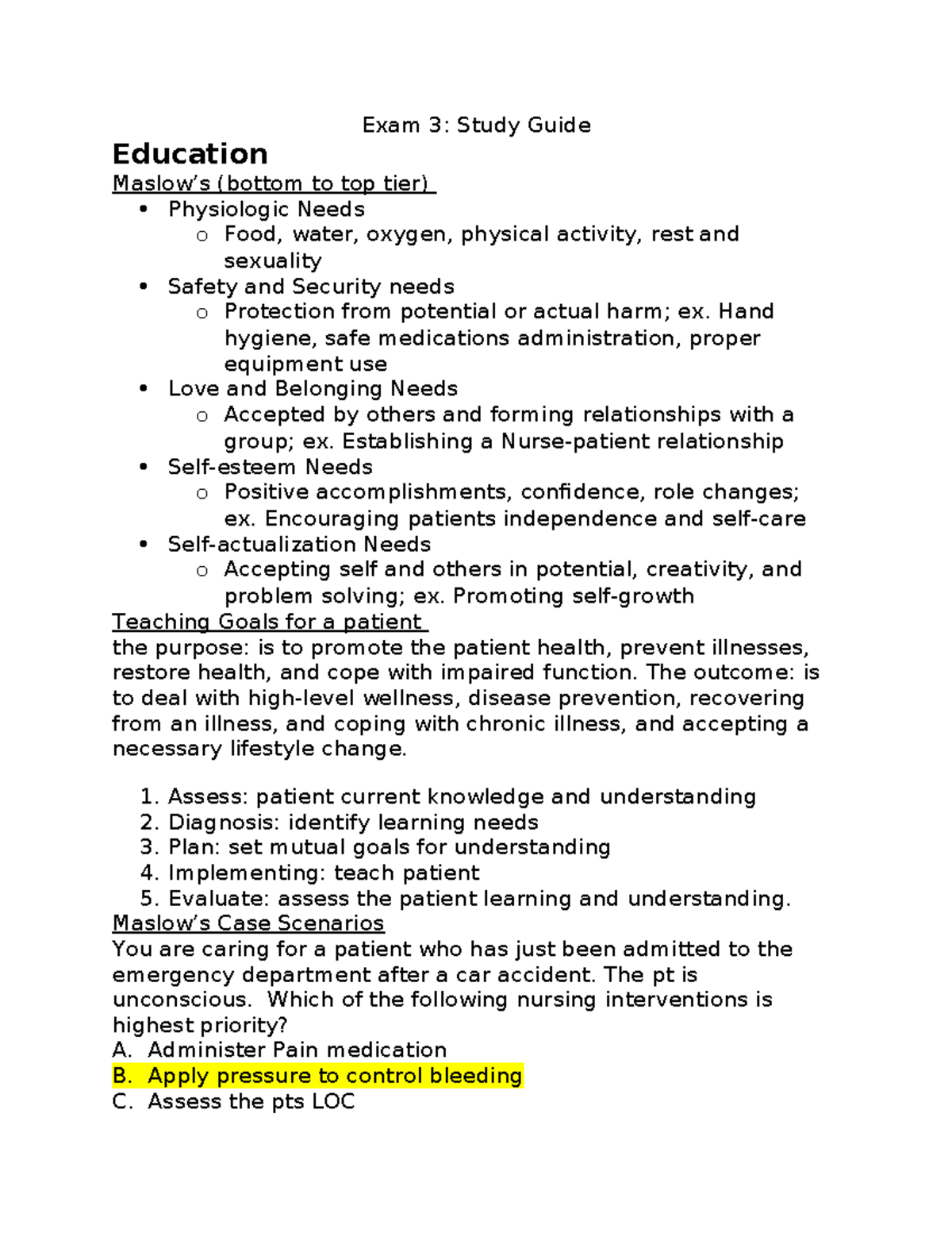 Exam 3 Study Guide - just hope it helps - Exam 3: Study Guide Education ...