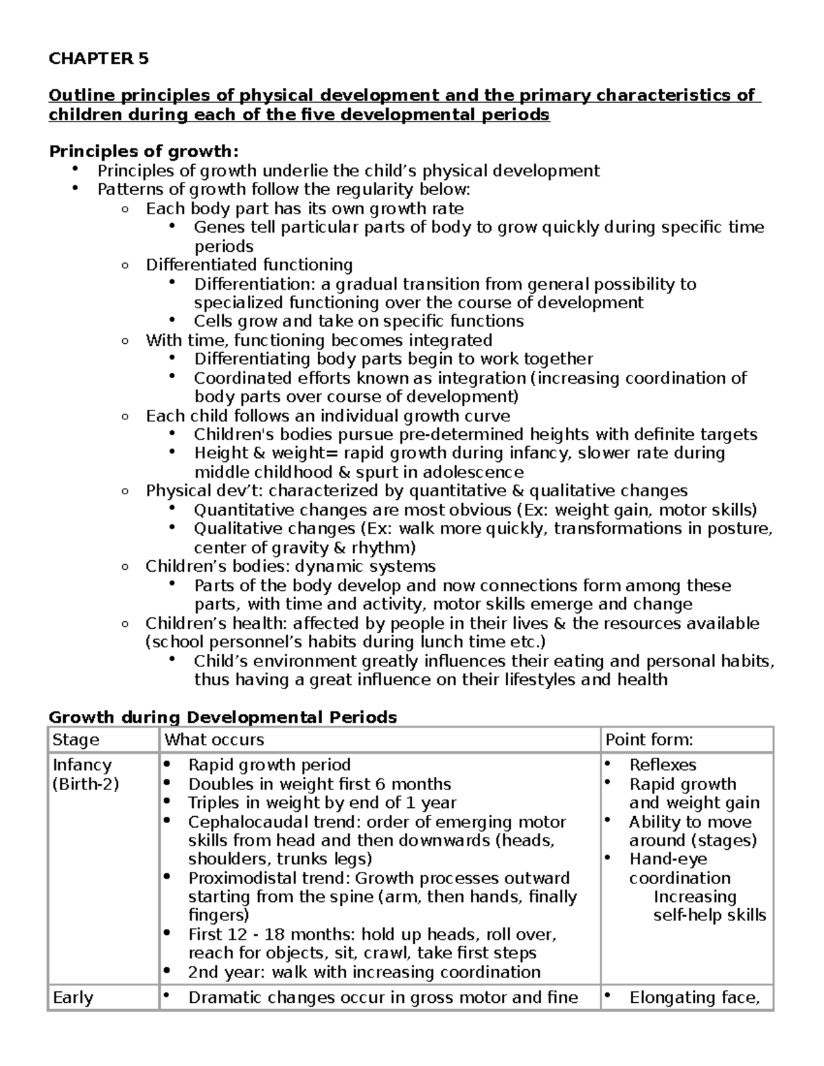 Chapter 5 EDUC 211 CHILD DEVELOPMENT - CHAPTER 5 Outline principles of ...