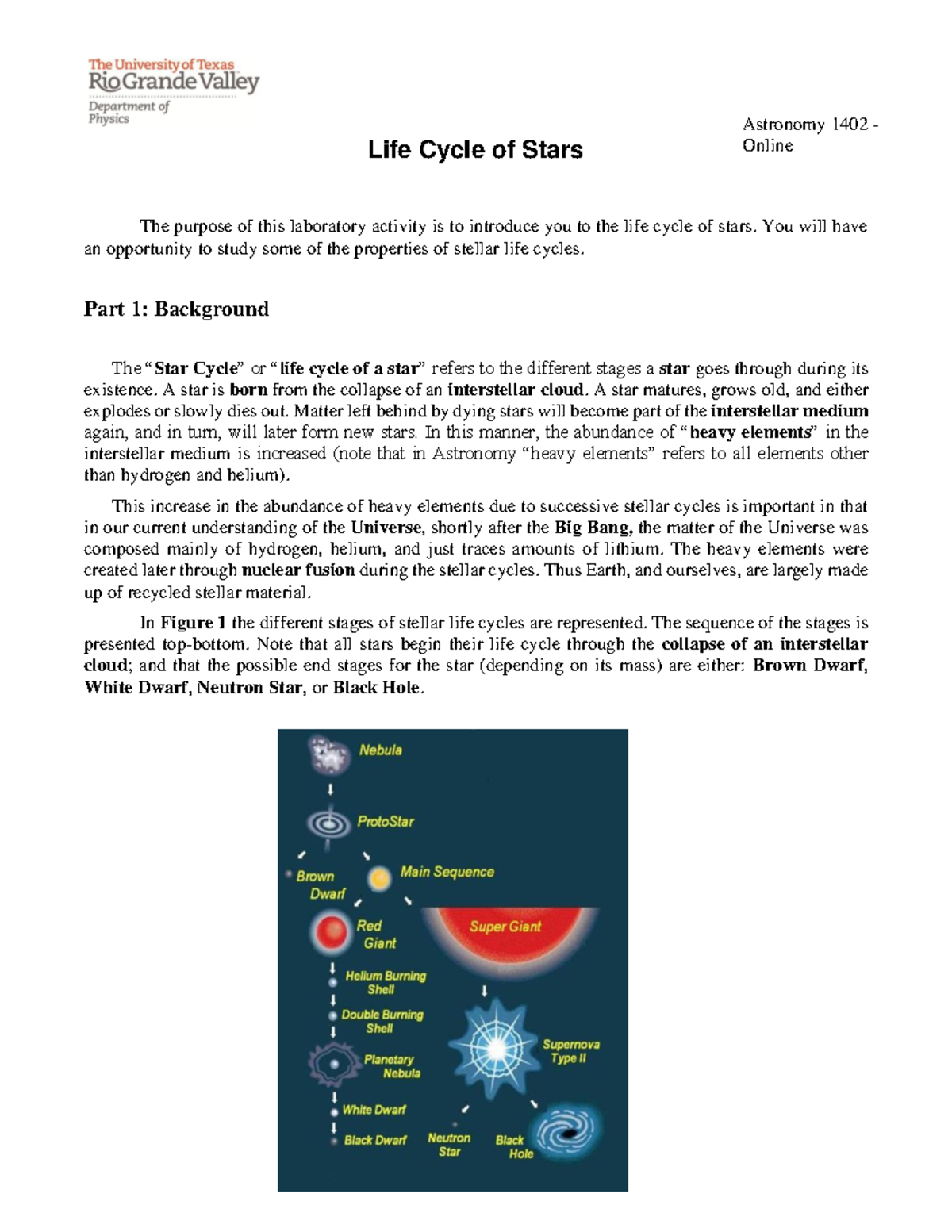 Astronomy 1402 - Online: Life Cycle of Stars Explained - Studocu