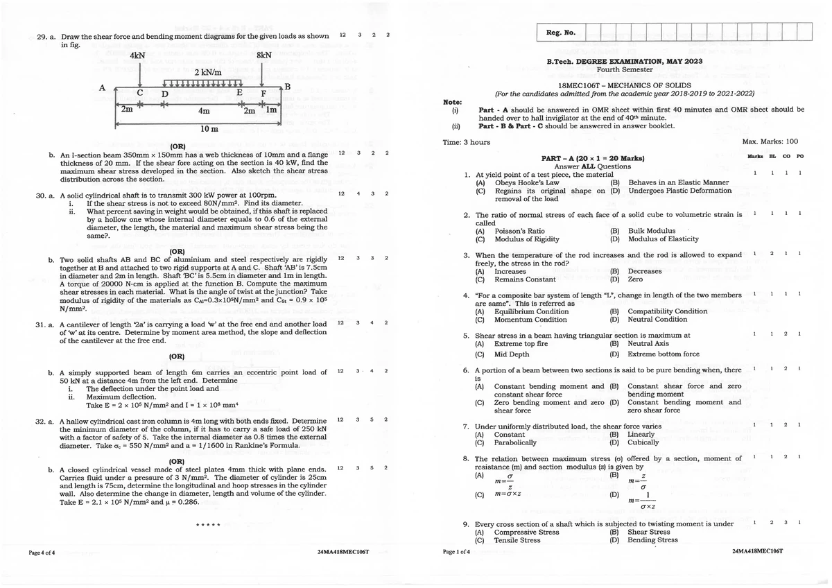 18BTB101T Biology Final Exam Questions - December 2024 - Studocu