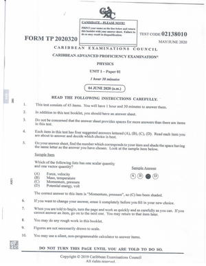 CSEC Integrated Science Paper 2 - General Proficiency June 2024 - Studocu