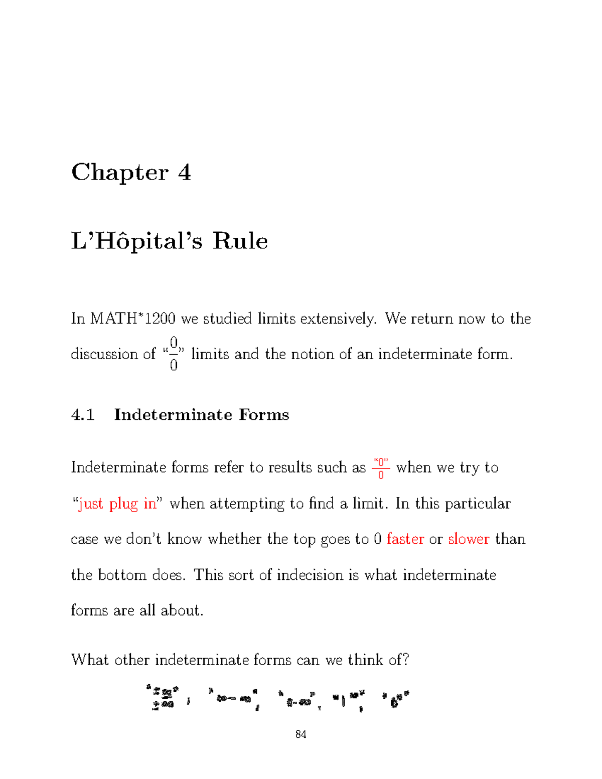 L'Hôpital's Rule: Chapter 4 Limits & Indeterminate Forms (p84-99) - Studocu