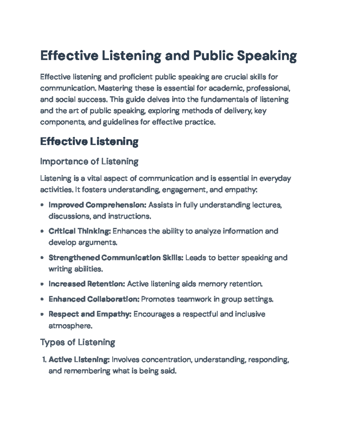 Effective Listening & Public Speaking: Essential Skills for Success ...