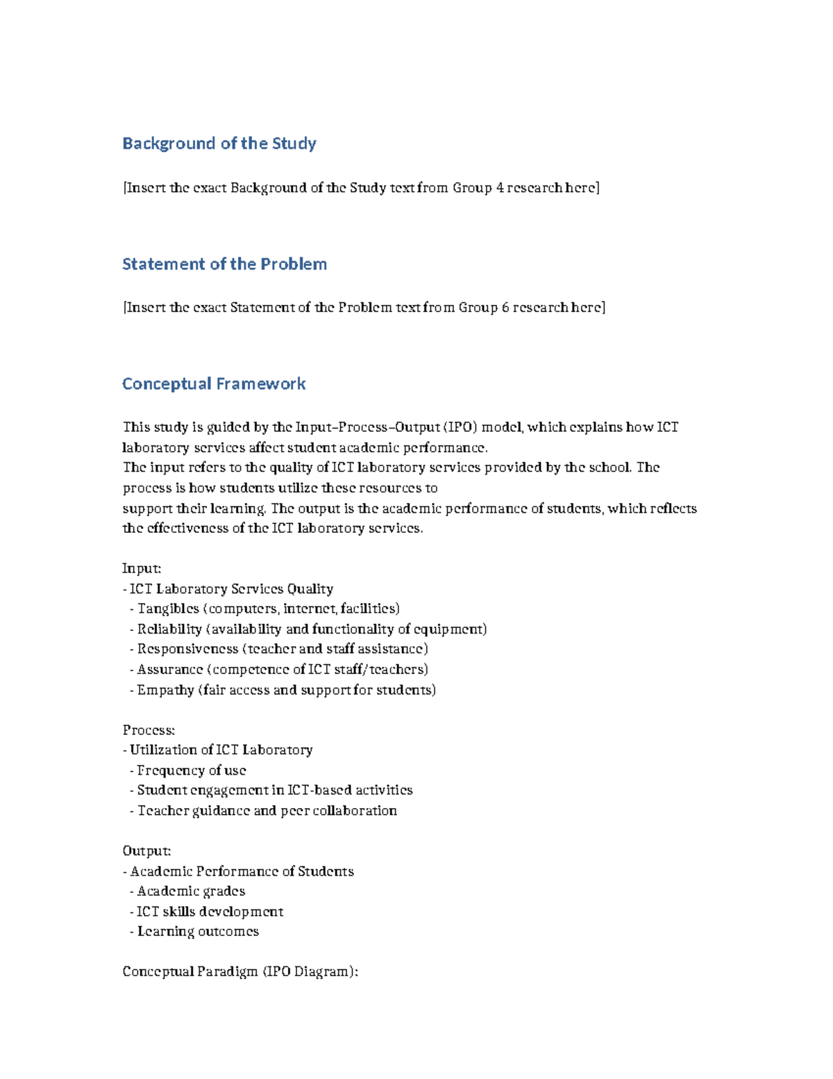 ICT 101: Impact of ICT Lab Services on Student Performance - Studocu