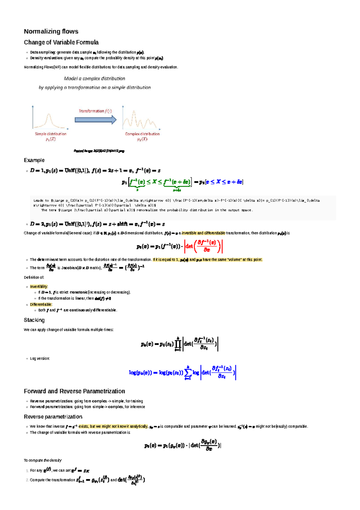 Normalizing Flows: Change of Variable Formula Explained - Studocu