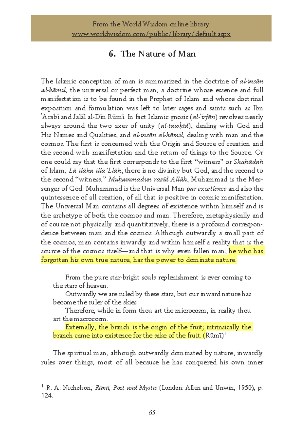 The Nature of Man: Insights from Islamic Gnosis and Universal Man - Studocu