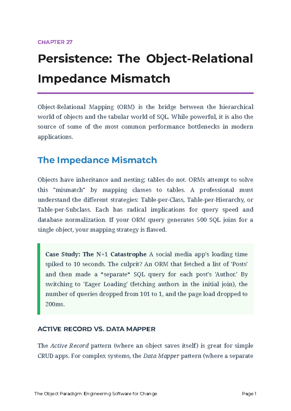 CHAPTER 27: Understanding ORM and Impedance Mismatch in SQL - Studocu
