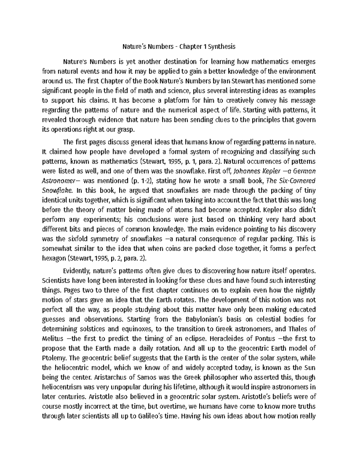 LE1 - Grp5 Synthesis Paper - Nature’s Numbers - Chapter 1 Synthesis ...