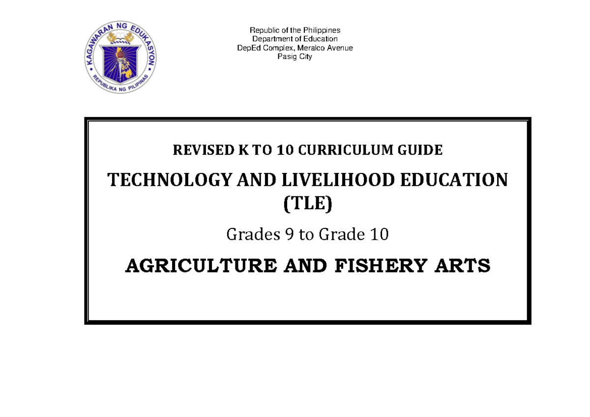 TLE AFA 9-10 Curriculum Guide: Agriculture and Fishery Arts Overview - Studocu
