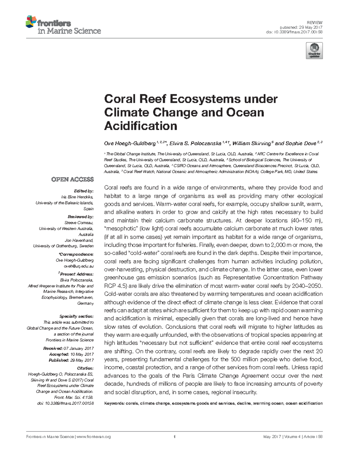 Fmars-04-00158 - Coral Reef Ecosystems and Climate Change Challenges ...