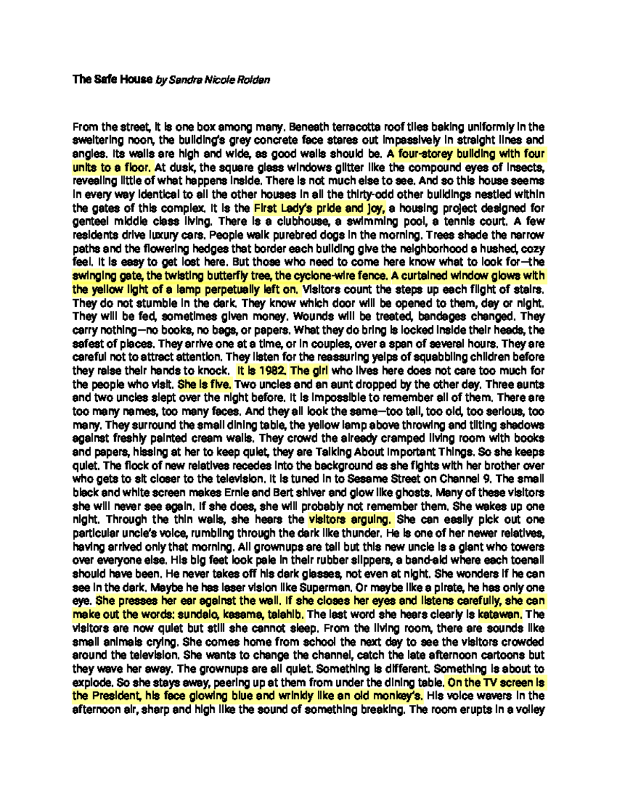 The Safe House: A Study of Childhood Amidst Turmoil (ENG 101) - Studocu