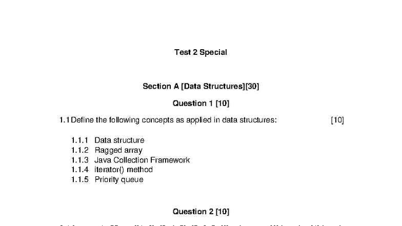 Test 2 Special Section A: Data Structures Concepts & Analysis 2024 ...