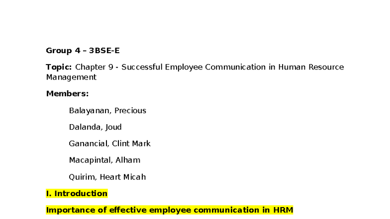 HRM 101: Chapter 9 - Successful Employee Communication Strategies - Studocu