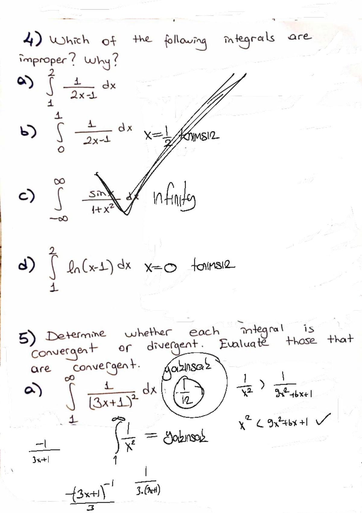 Lecture 1 Problems (Improper Integral) - Calculus 2 - tamam !nf!n!ty X ...