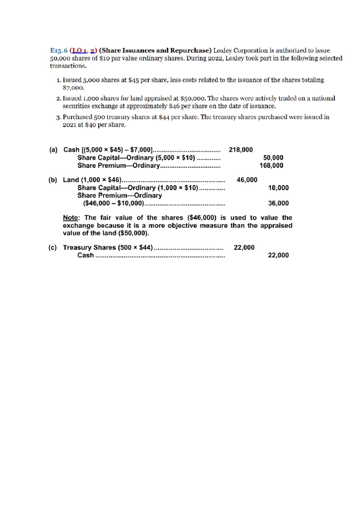 E15.6 (LO1, 2) Share Issuances & Repurchase Transactions Analysis - Studocu