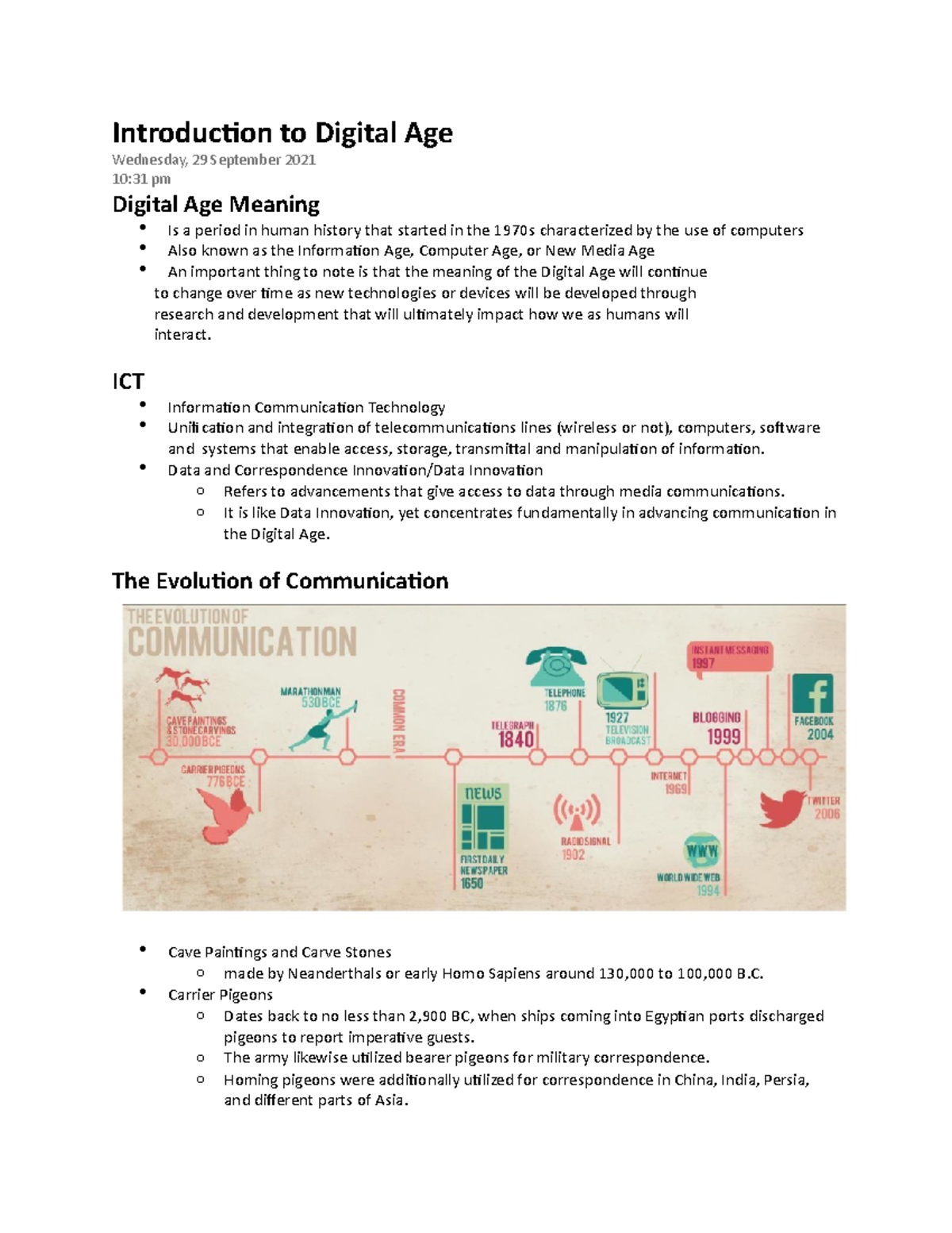 Digital Age Overview: Full Notes on ICT and Communication Evolution ...