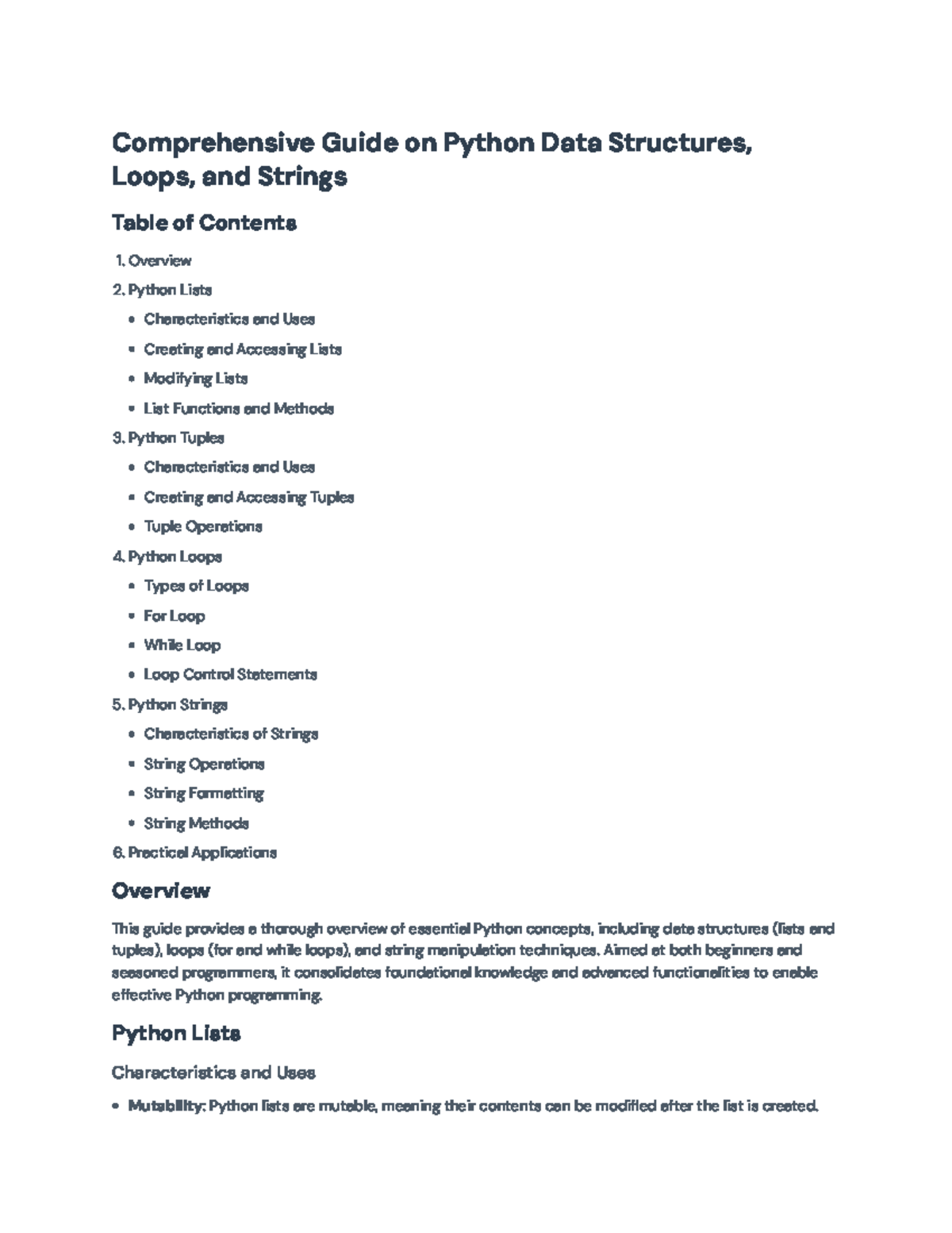Comprehensive Guide to Python Data Structures, Loops, & Strings ...