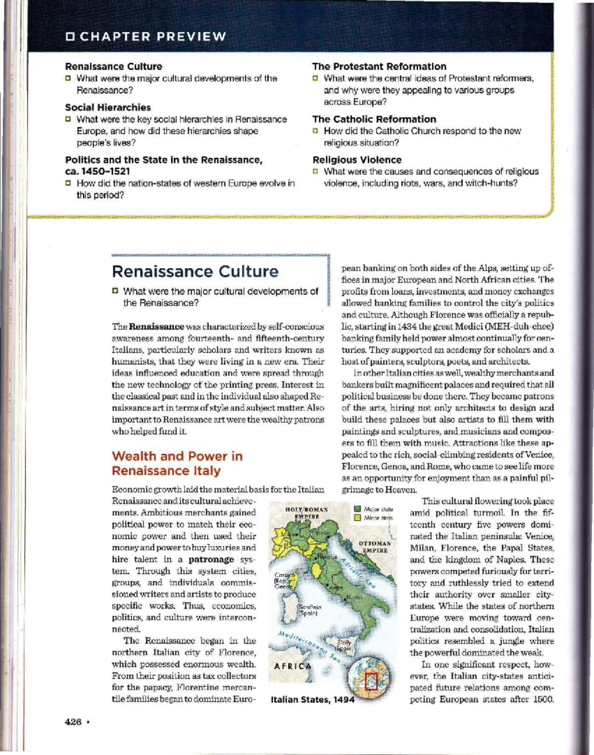 CHAPTER 15: Renaissance Culture and the Protestant Reformation Insights ...