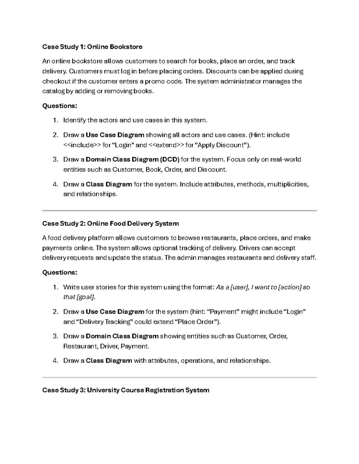 Case Study: UML Class Diagrams for Online Systems (SEF Activities ...