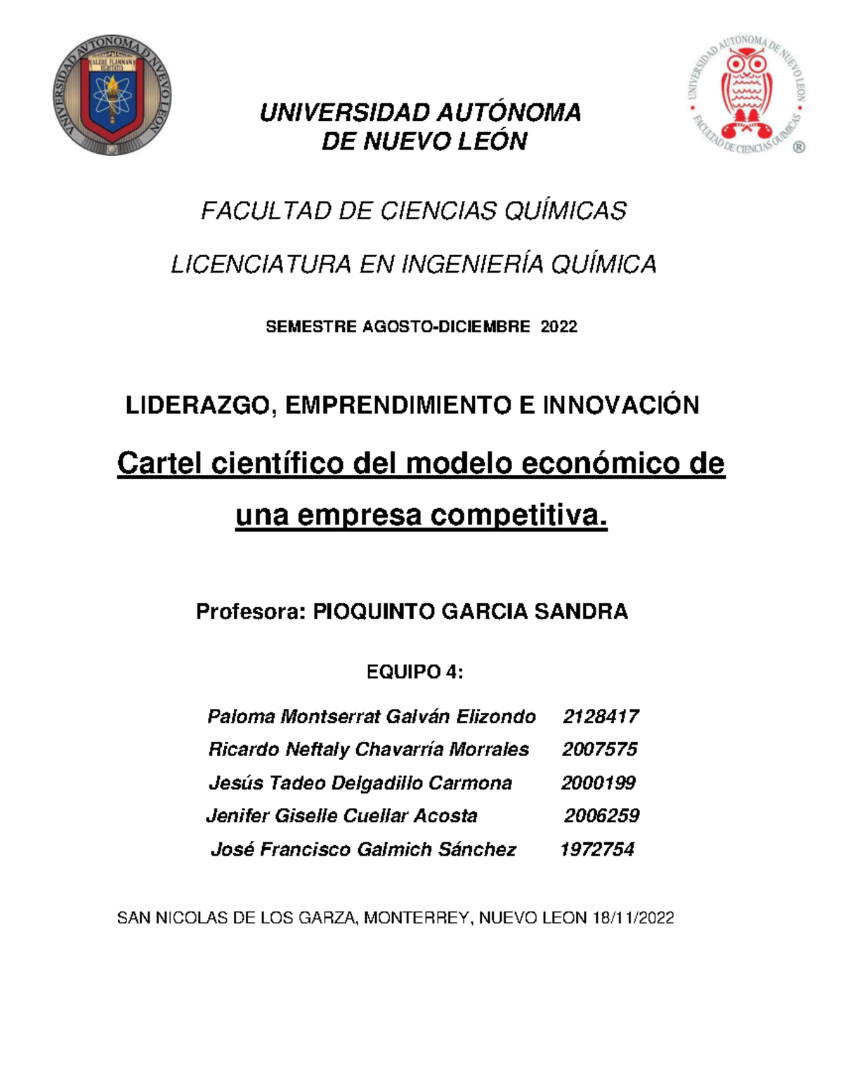 EQ4 EV4 LEI( Prueba) - EVIDENCIA con detalles a profundidad - UNIVERSIDAD AUTÓNOMA DE NUEVO LEÓN ...