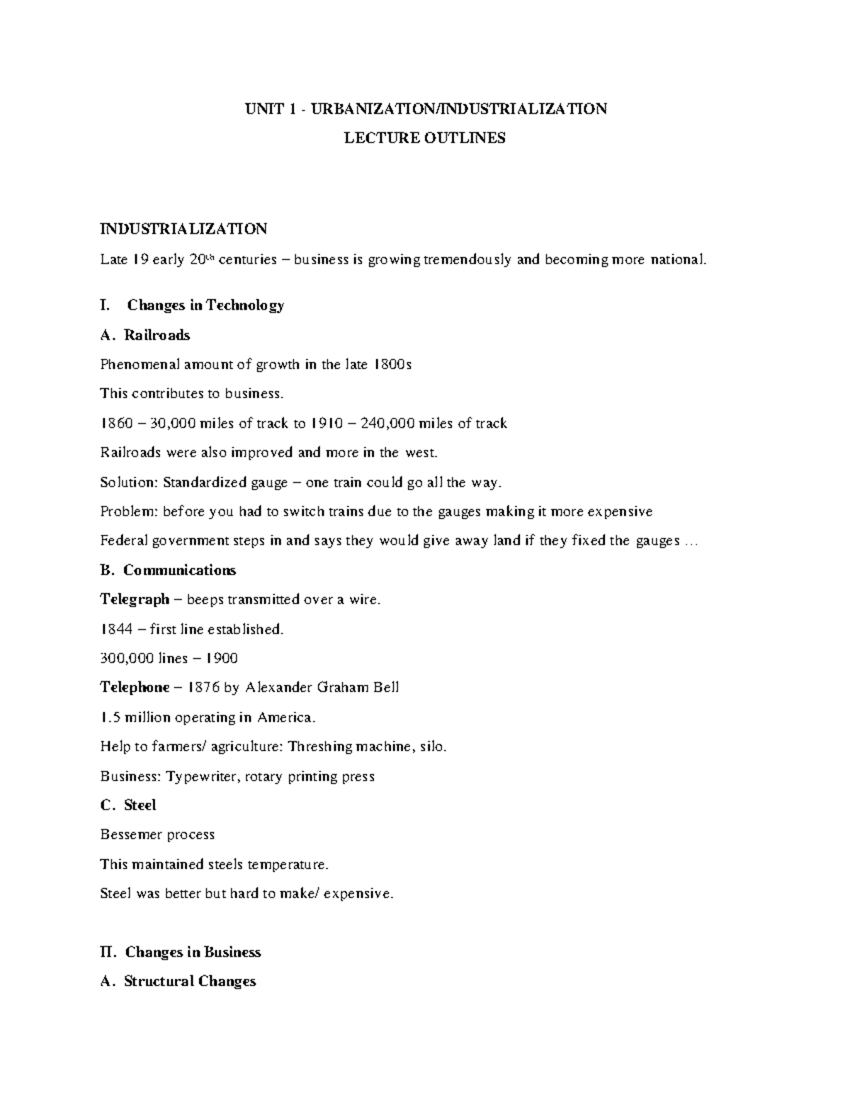 UNIT 1 BLUM - Exam prep - UNIT 1 - URBANIZATION/INDUSTRIALIZATION ...