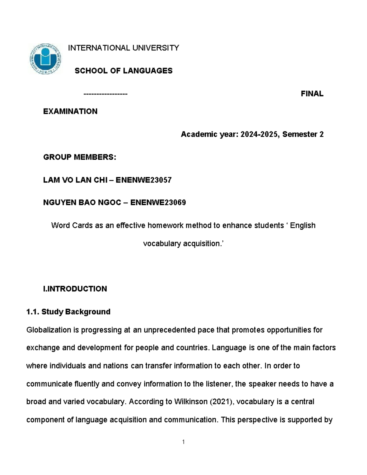 ENENWE23057 Final Exam: Word Cards for Enhancing English Vocabulary ...
