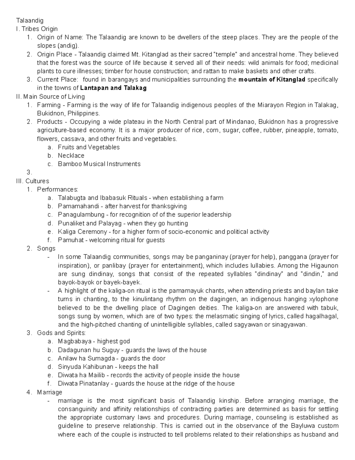 Talaandig Tribe: Origins, Culture, and Daily Life Overview - Studocu