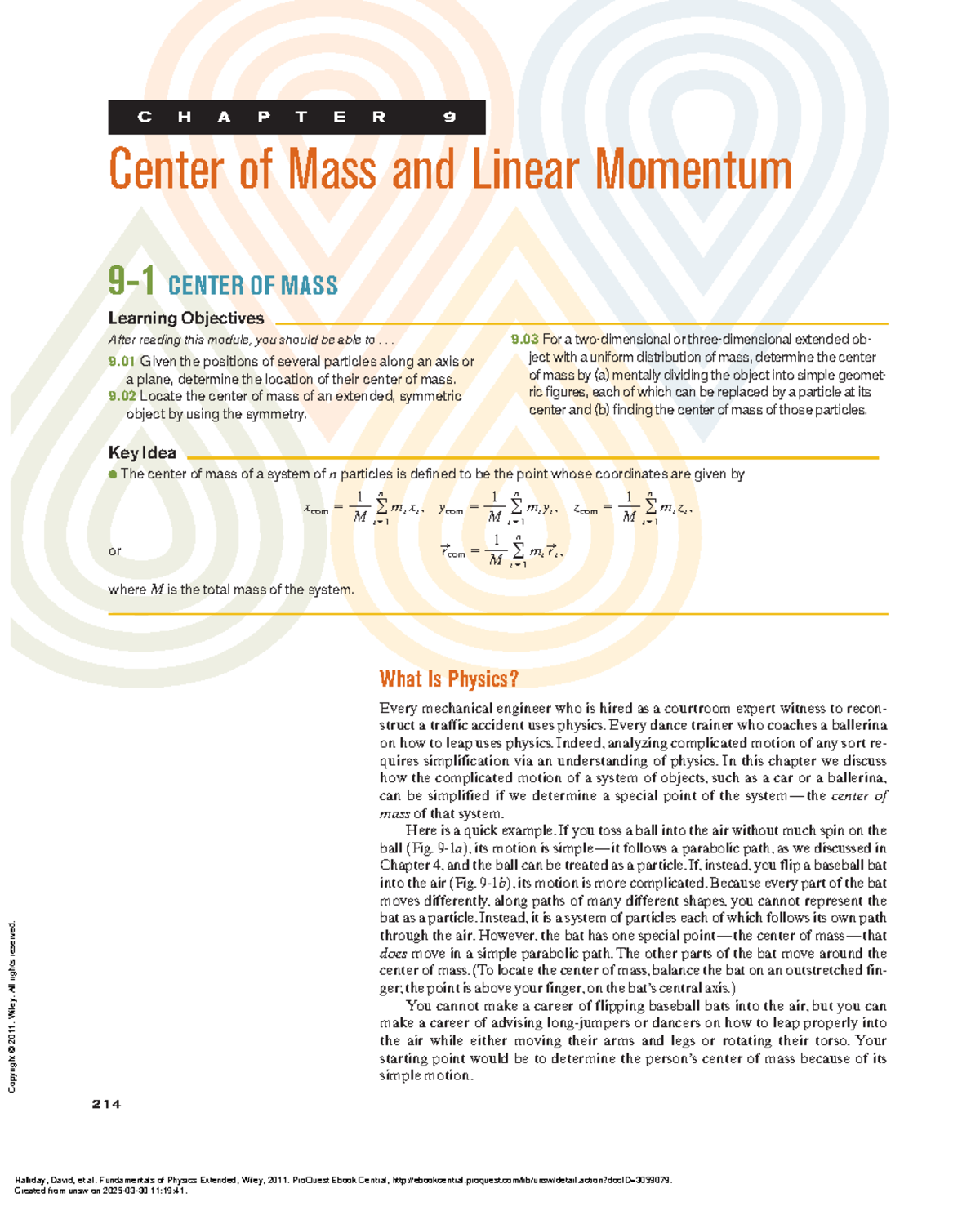 Center of Mass & Linear Momentum - Physics Extended (9) Notes - Studocu