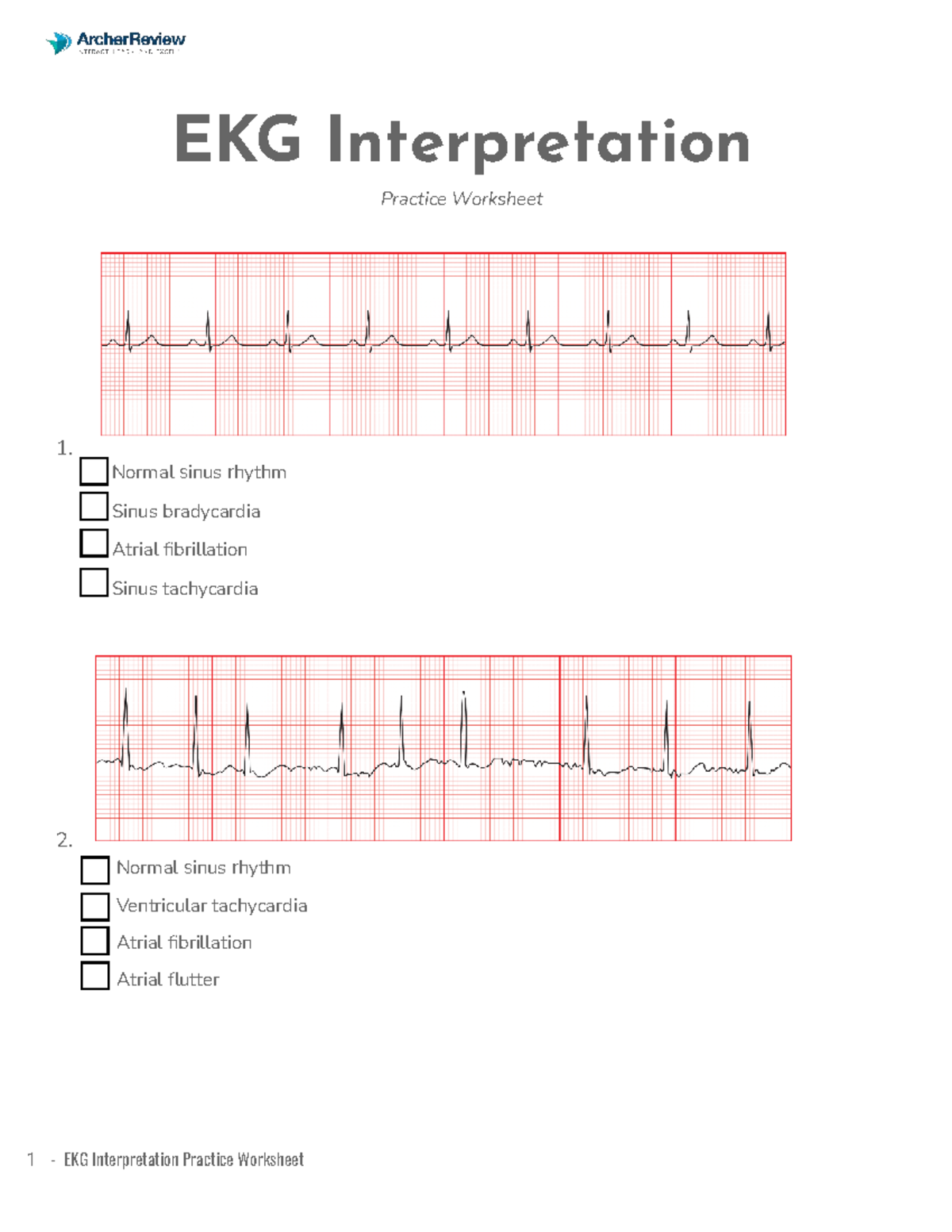 EKG Interpretation Practice Worksheet - Cheat Sheet Guide - Studocu