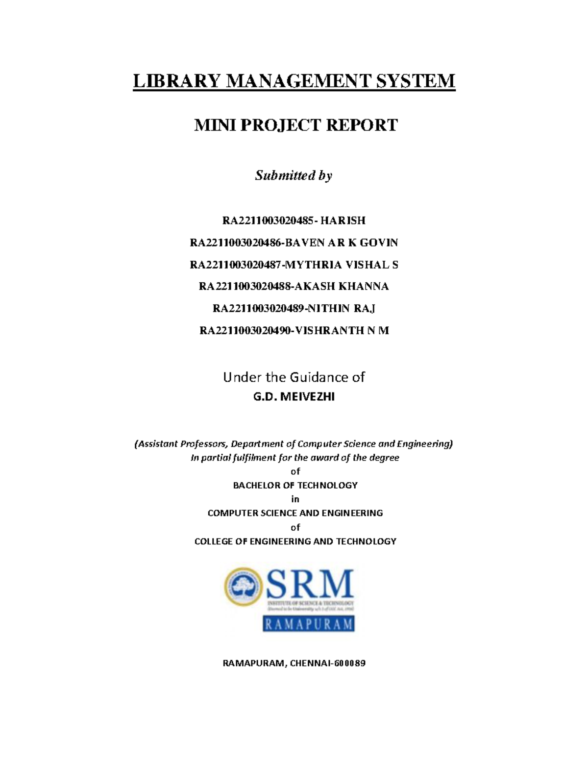 TEAM 8 ( Library Management System) - LIBRARY MANAGEMENT SYSTEM MINI ...