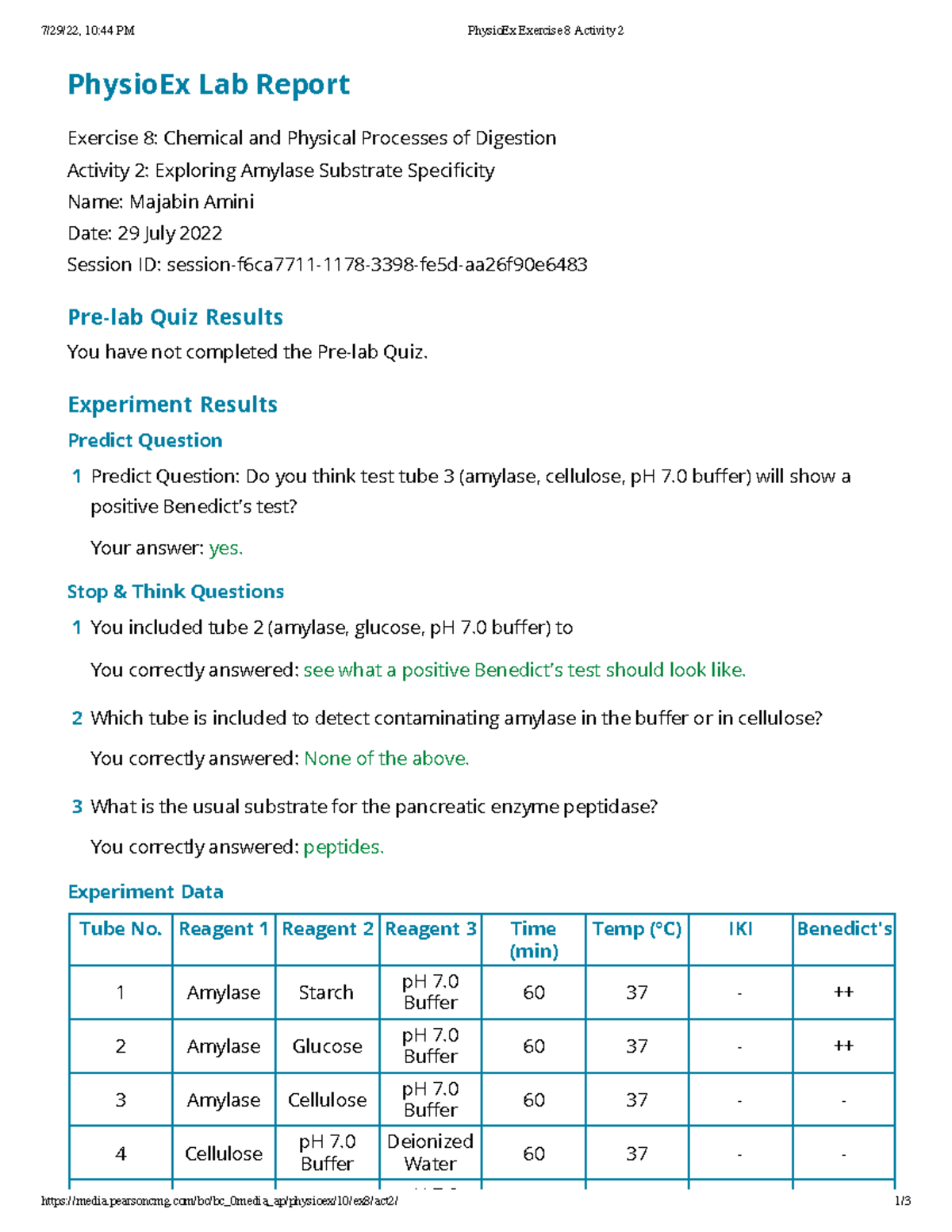 PhysioEx Exercise 8 Activity 2 Lab Report - Studocu