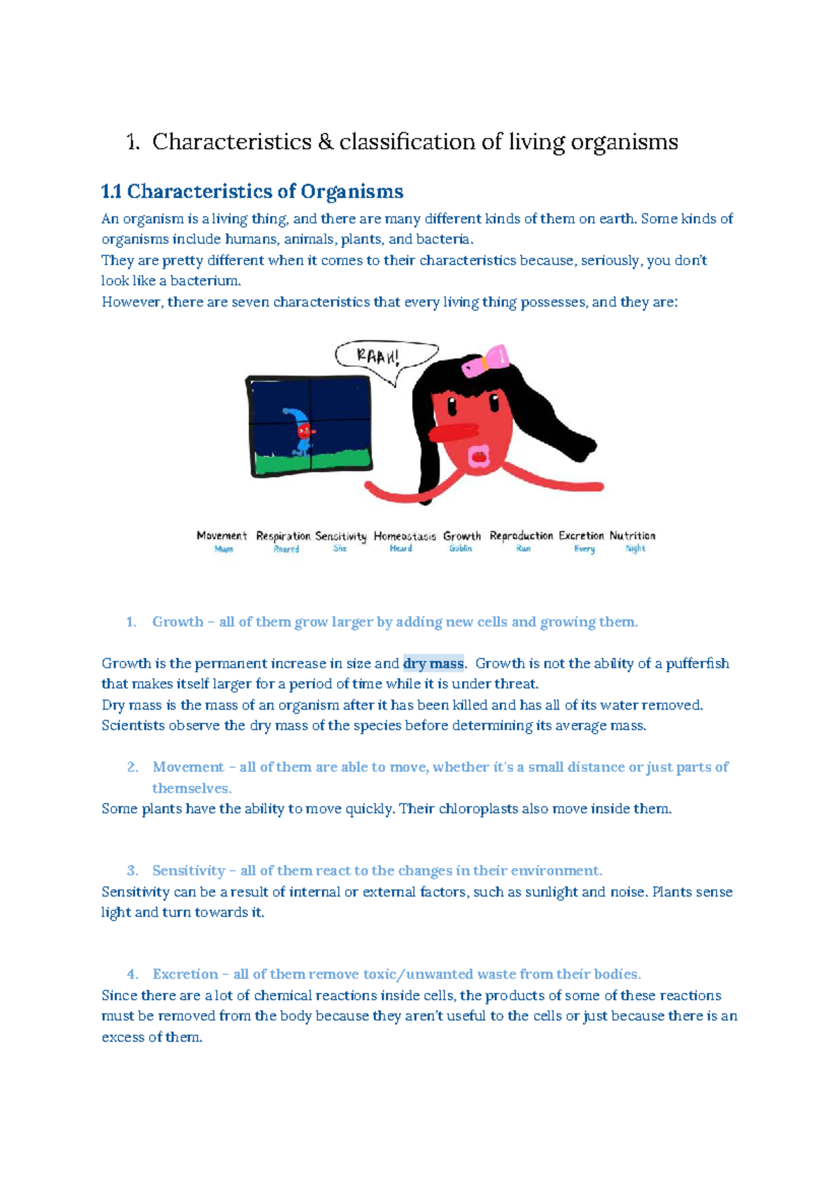 1. Characteristics & Classification of Living Organisms (Biology 101 ...