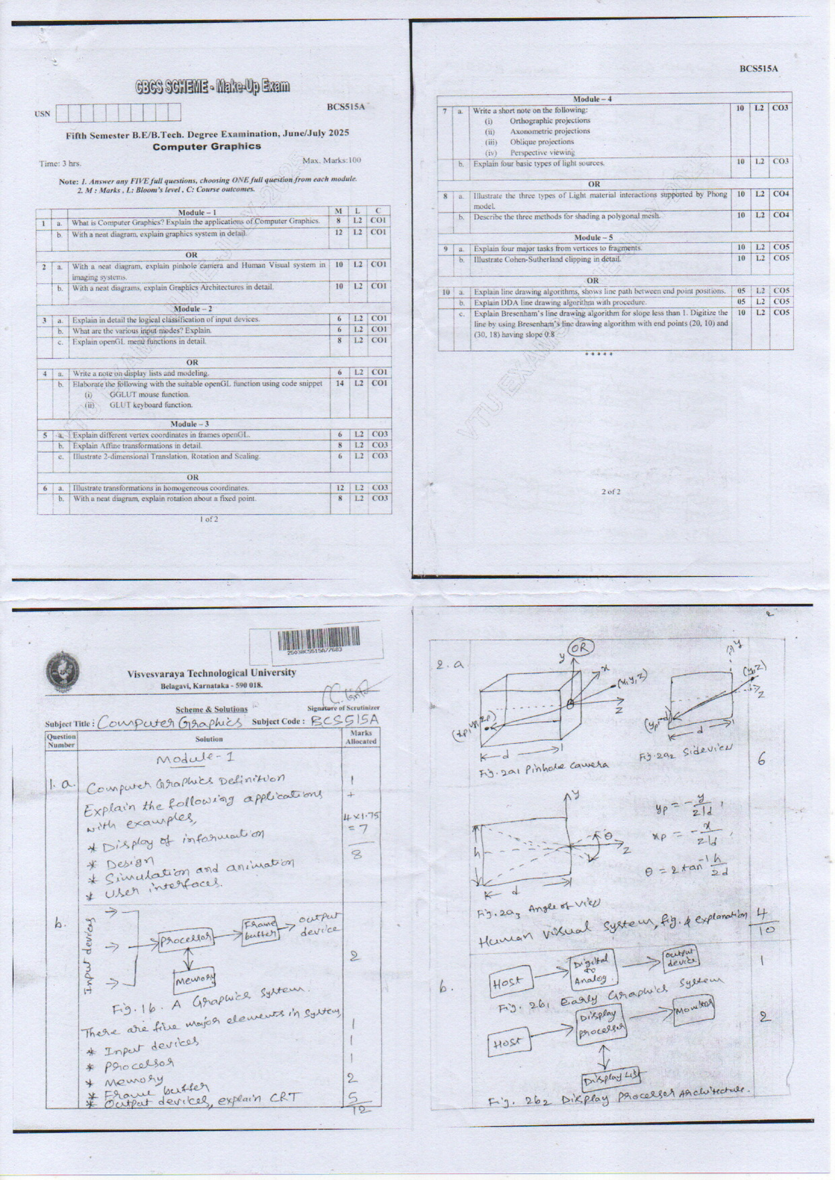 Computer Graphics BCS515A Final Exam Module 4 Solutions - Studocu
