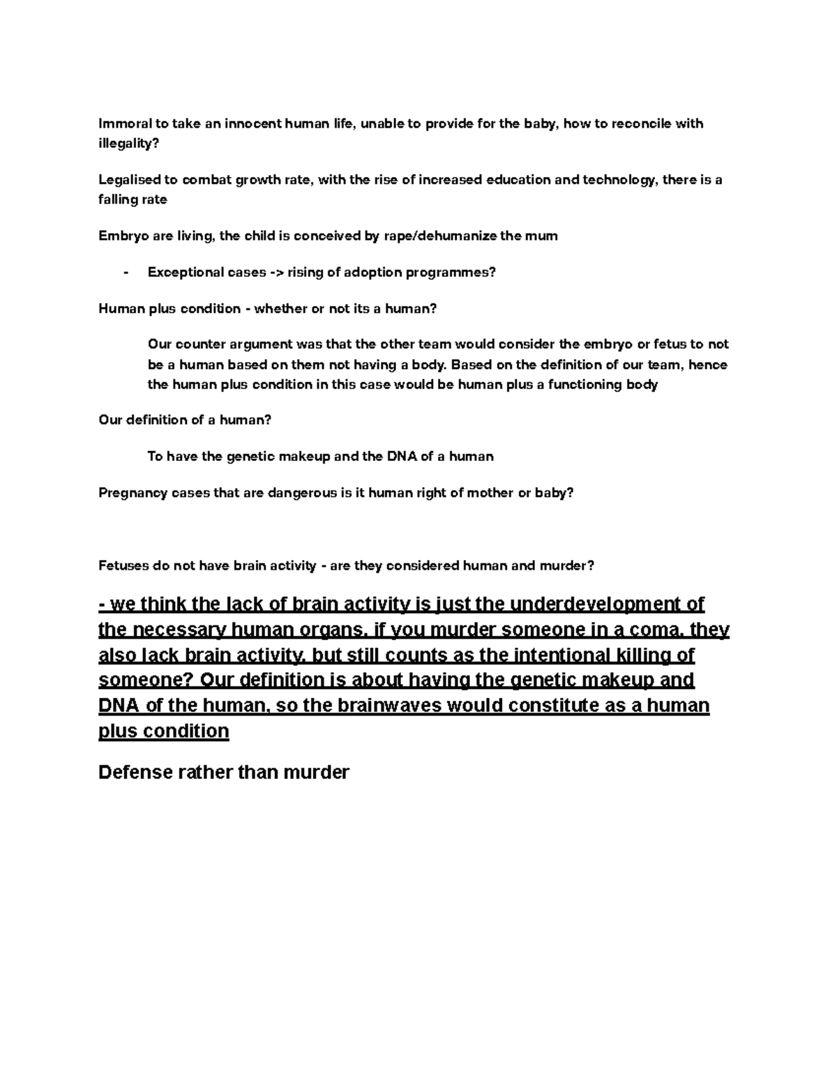 Cc3 Presentation Script: Abortion and Human Life Ethics Debate - Studocu