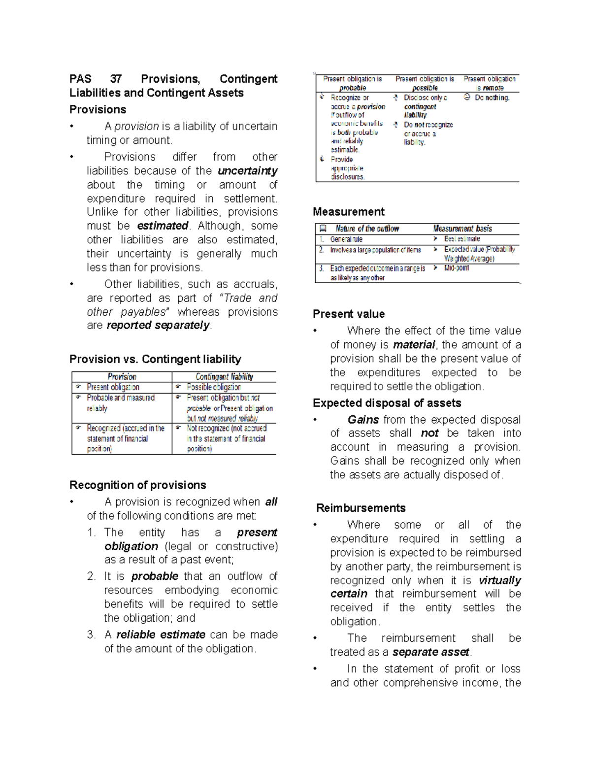 Conceptual Framework and Accounting Standards: PAS 37 Provisions ...