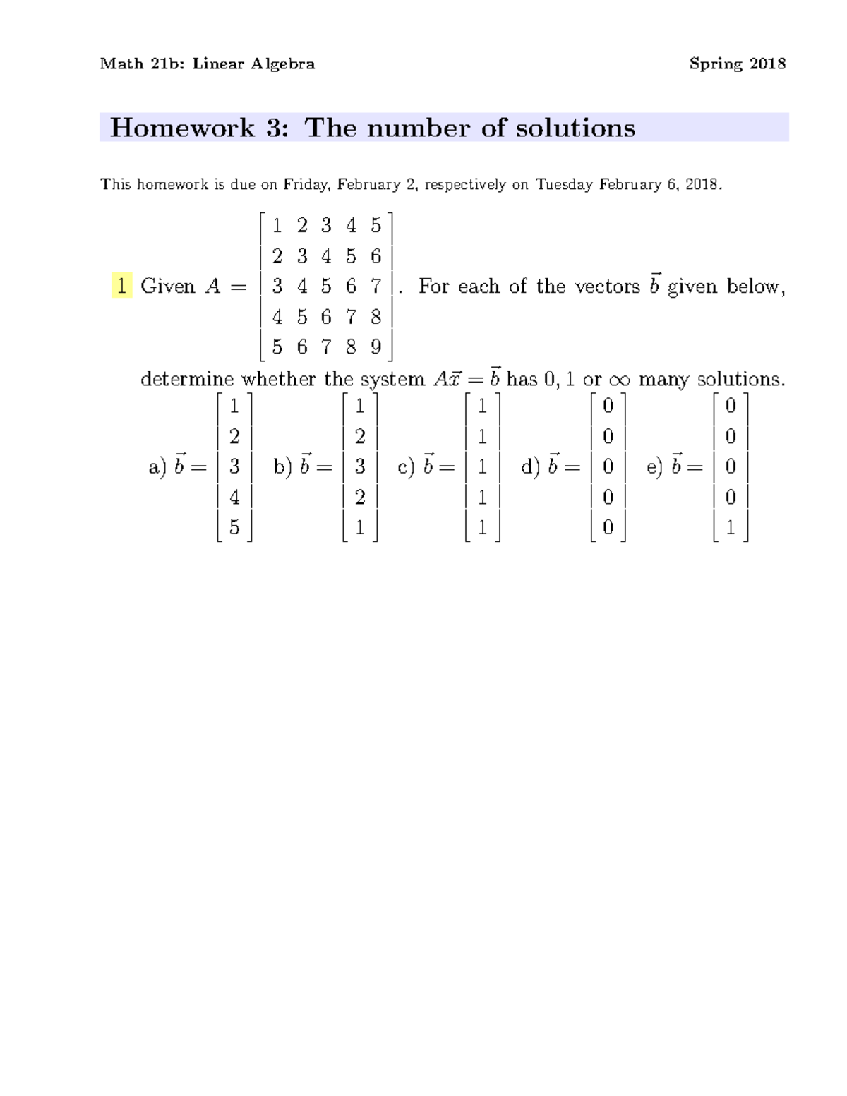 Hw03-sol - Harvard University - Course -Linear Algebra and Differential ...
