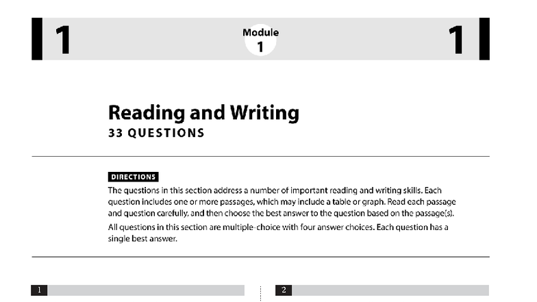 Module 1 Reading and Writing Practice Questions for New Digital SAT ...