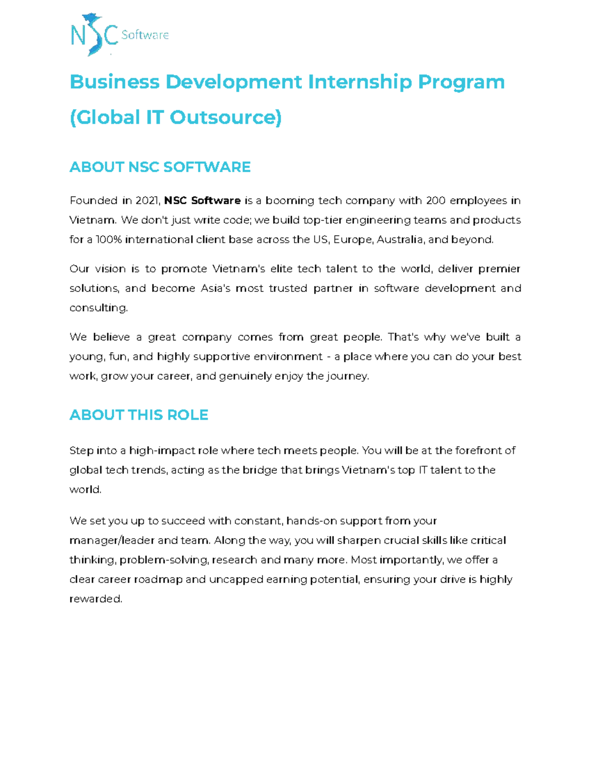 [NSC Software] Business Development Internship Program Overview - Studocu